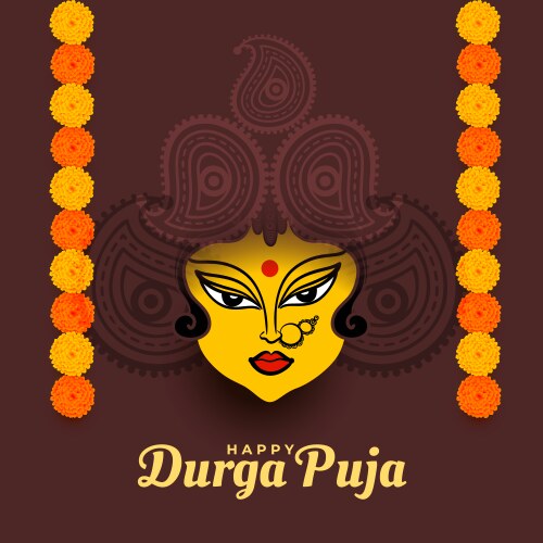 Happy durga pooja indian festival card design Vector Image