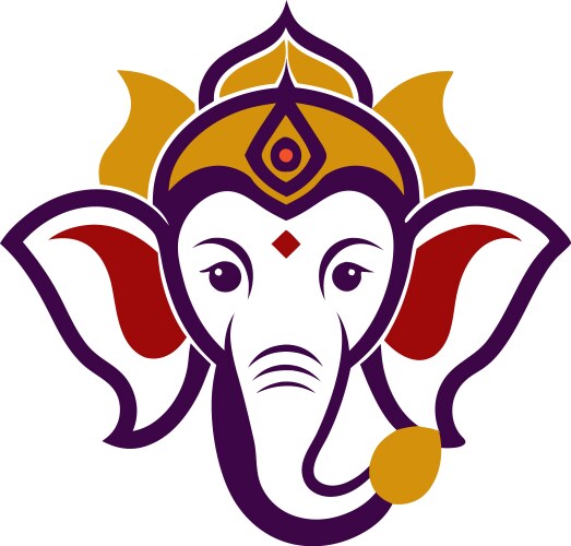 Lord ganesh head logo Royalty Free Vector Image