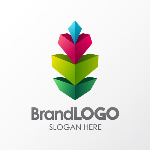 Brand logo letter p template 3d shape low poly Vector Image