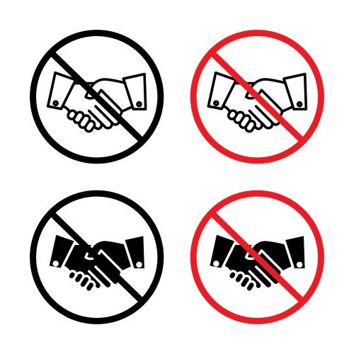 No handshake sign icon set forbidden shake hand Vector Image