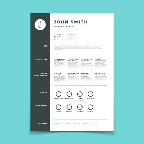 Curriculum vitae or cv application paper sheet Vector Image