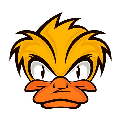 Cartoon evil face duck with collar Royalty Free Vector Image