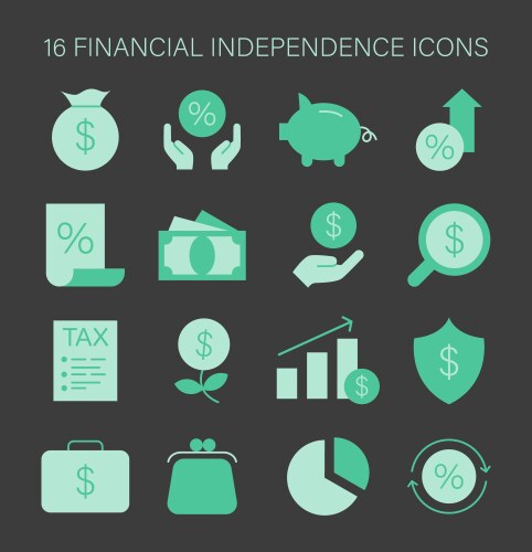 Financial independence set nurturing Royalty Free Vector