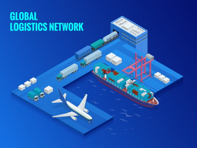 Web template banner global logistics network Vector Image
