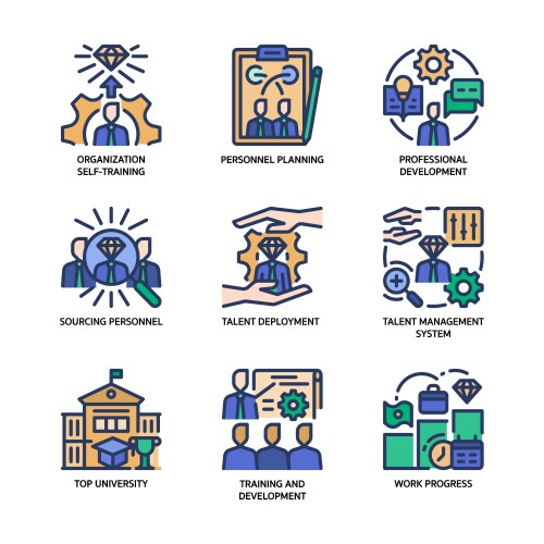 Talent management icon set Royalty Free Vector Image