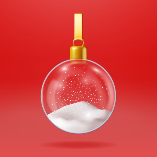 3d glass christmas snow globe Royalty Free Vector Image