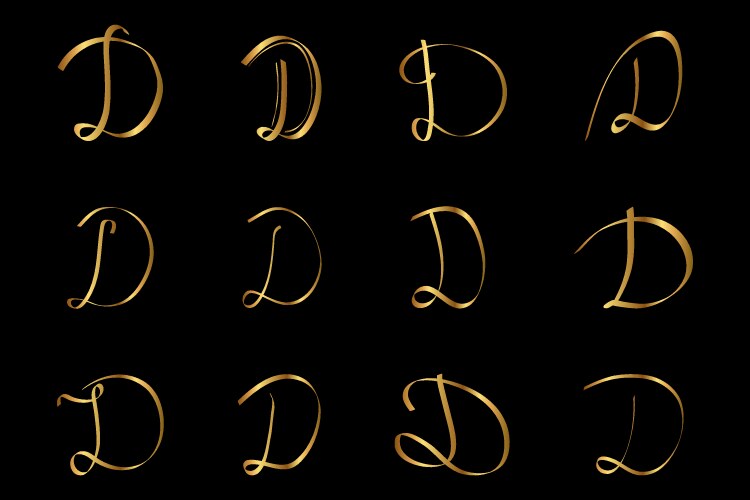 Gold k letter initial cursive hand written Vector Image