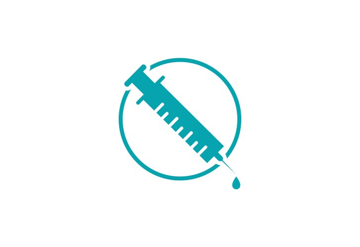 Medical syringe injection logo design concept Vector Image