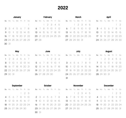 Office pocket calendar 2022 year template Vector Image