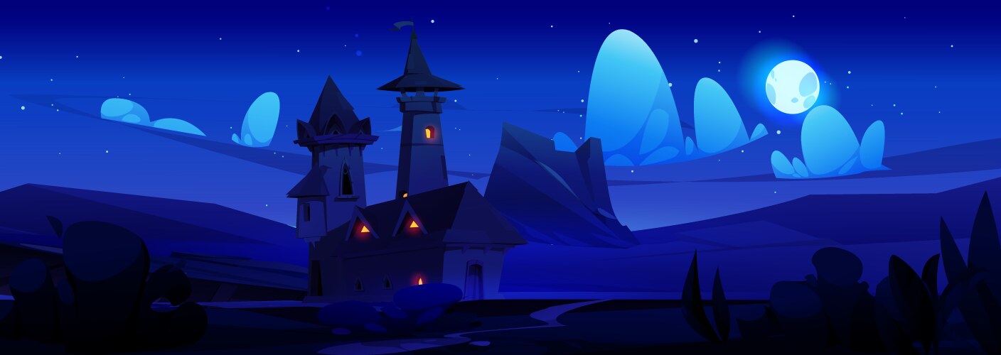 Pink magic castle princess fairy palace at night Vector Image