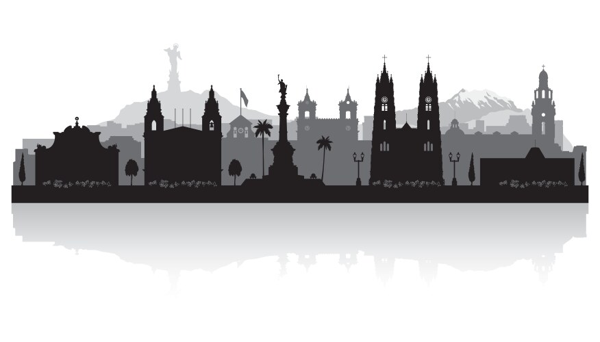 Quito skyline ecuador hand drawn sketch Royalty Free Vector