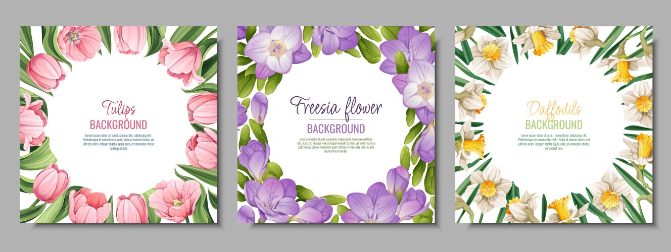 Set of banner templates with spring flowers Vector Image