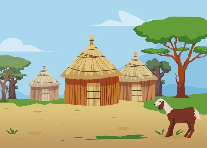 A traditional hut at desert Royalty Free Vector Image