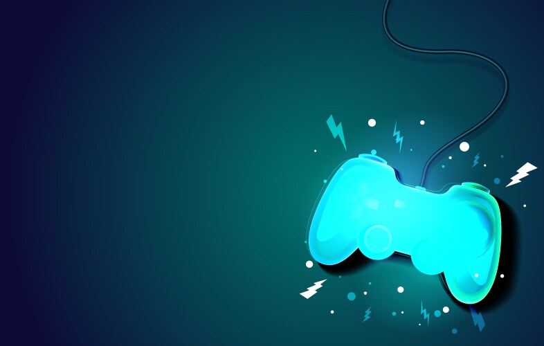 Retro neon color game controller Royalty Free Vector Image