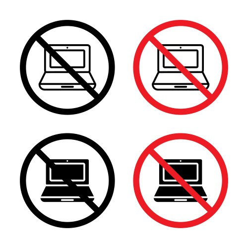 No laptop sign forbidden pc symbol Royalty Free Vector Image