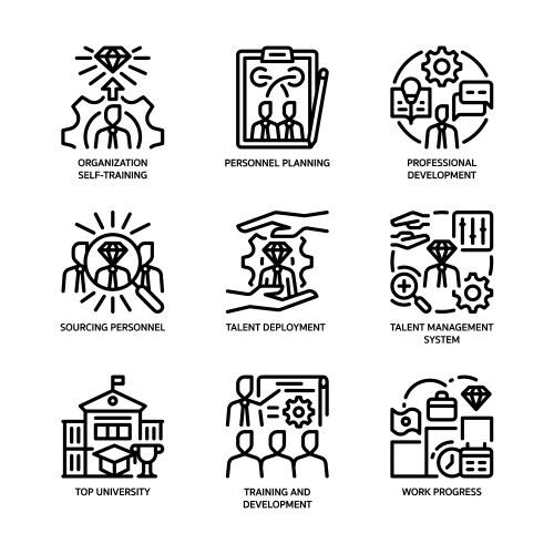 Talent management icon set Royalty Free Vector Image