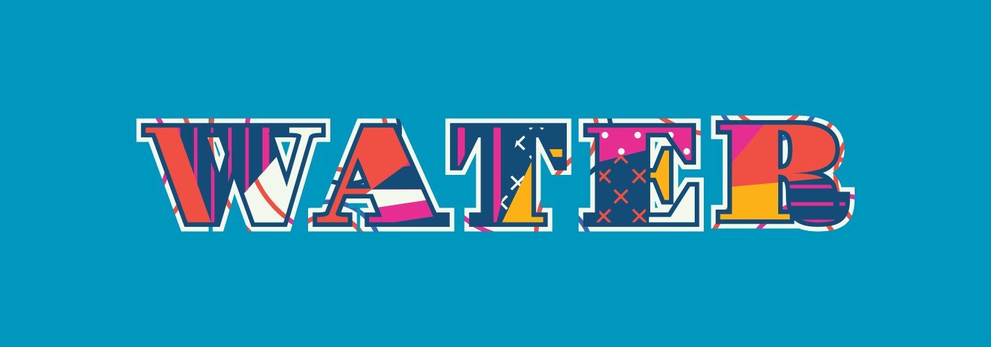 Water concept retro colorful word art Royalty Free Vector