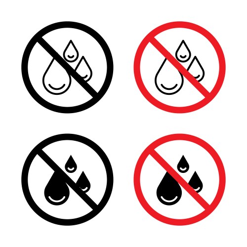 No leakage sign icon set caution against water Vector Image