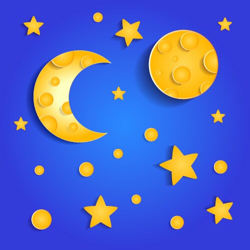 Cartoon moon with stars transparent background Vector Image
