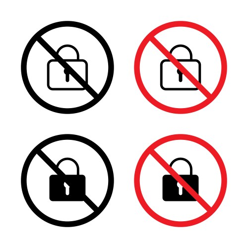 No lock sign computer security password symbol Vector Image