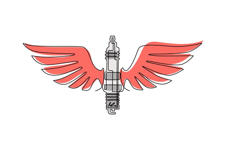 Single continuous line drawing spark plug Vector Image