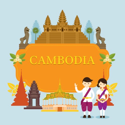 Cambodia landmarks and culture object set Vector Image