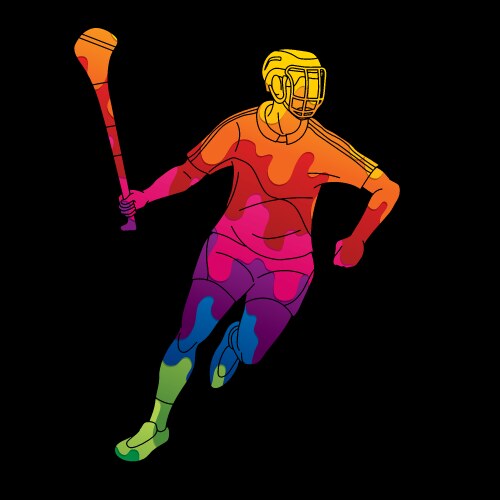 Hurling sport players action hurley cartoon Vector Image
