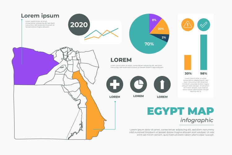 Linear egypt map infographic Royalty Free Vector Image
