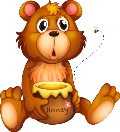 Cute bear cartoon with honey Royalty Free Vector Image