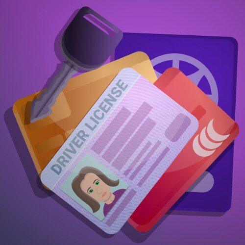 Id card icons set cartoon driver license Vector Image