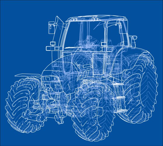 Outline farmer tractor drawing agricultural Vector Image