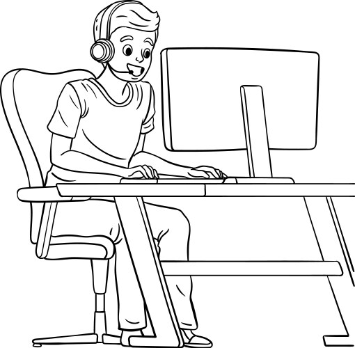 Broadcaster on television coloring page Royalty Free Vector