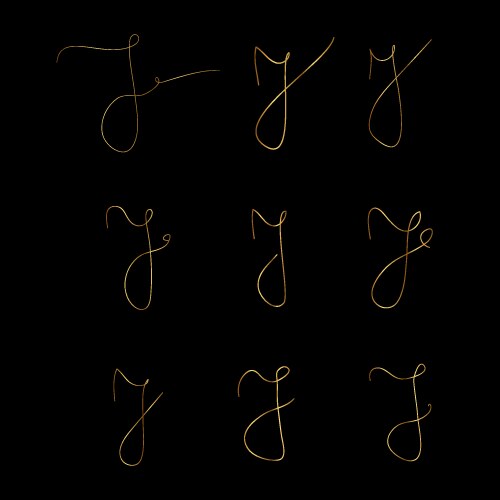 Gold i letter initial cursive hand written Vector Image