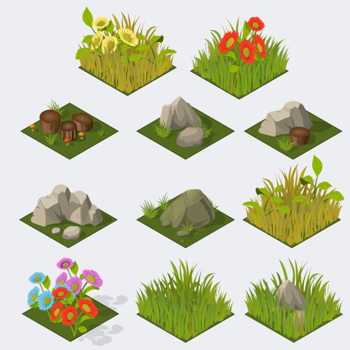 Grass and soil layers isometric Royalty Free Vector Image