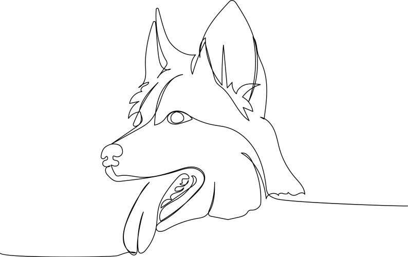 White swiss shepherd dog one line Royalty Free Vector Image