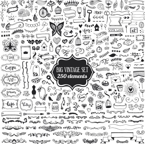Big set of vintage elements Royalty Free Vector Image