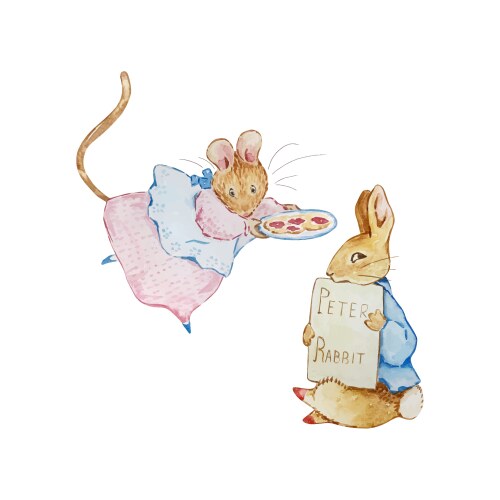 Watercolor friends peter rabbit Royalty Free Vector Image