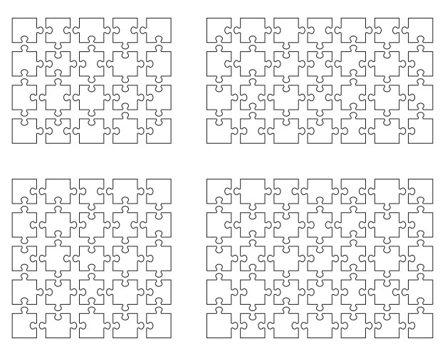 Jigsaw puzzle mockup templates 54 pieces Vector Image