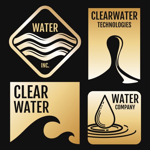 Wave emblems ocean water abstract isolated Vector Image