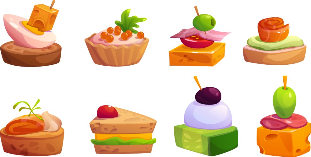 Buffet finger food collection Royalty Free Vector Image