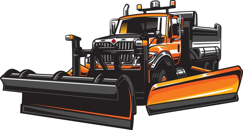 Compact snow tractor plow Royalty Free Vector Image