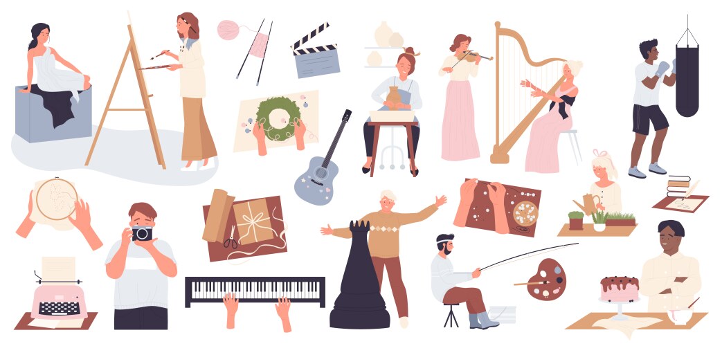 Hobby artist creative art job people creating Vector Image