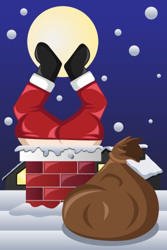 Santa claus stuck in the chimney Royalty Free Vector Image