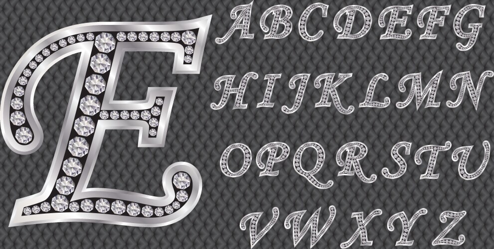 Diamond alphabet letters from a to z Royalty Free Vector