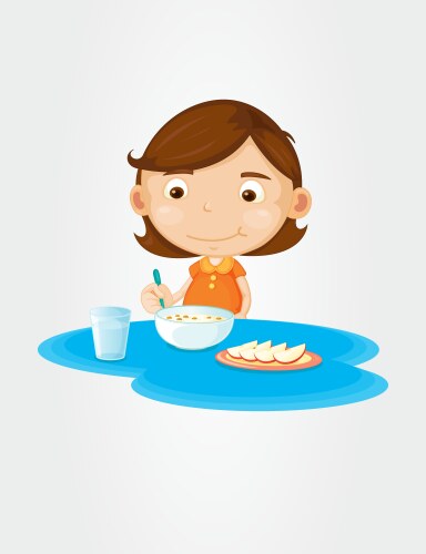 A girl eating her breakfast Royalty Free Vector Image