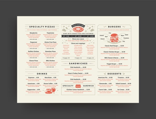 Restaurant lunch menu design template layout Vector Image