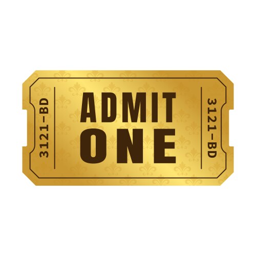 Golden ticket template cinema Royalty Free Vector Image