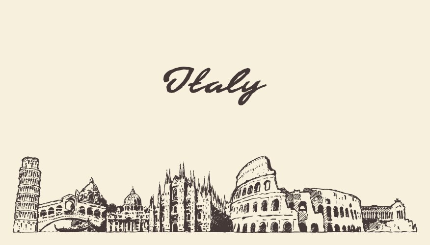 Milan skyline italy city buildings line art Vector Image