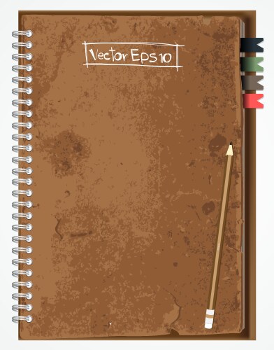 Old brown paper notebook Royalty Free Vector Image