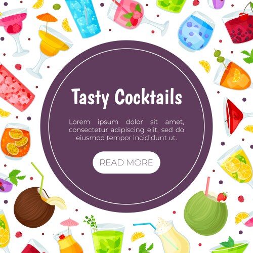 Tasty cocktail drink web banner design Royalty Free Vector